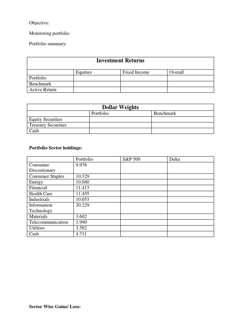 Portfolio Monitoring and Sector Analysis | PDF