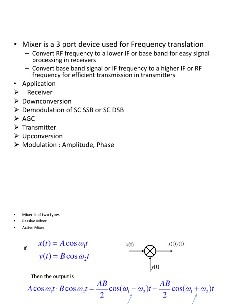 Mixer Is A 3 Port Device Used For Frequency Translation | PDF | Radio ...