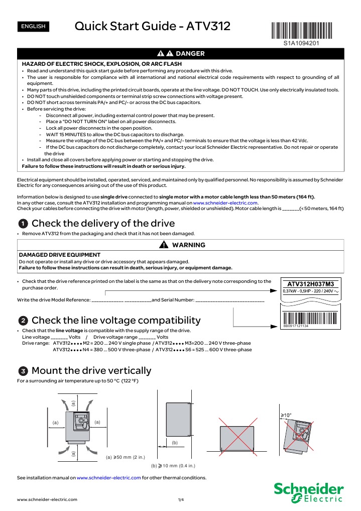 ATV312 Quick Start Guide | PDF | Fuse (Electrical) | Capacitor