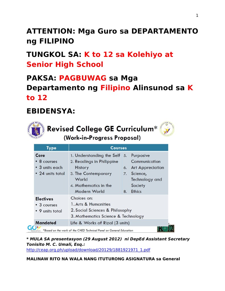 K To 12 Sa Kolehiyo | PDF