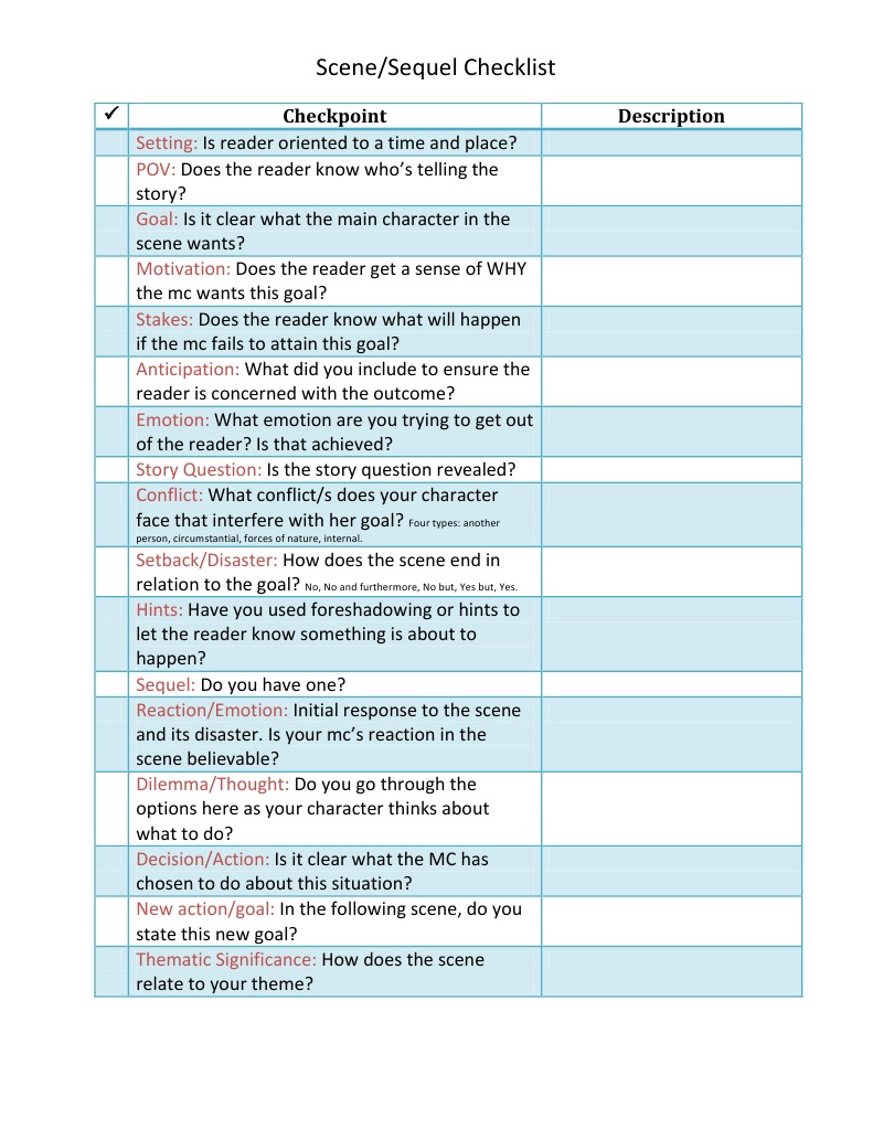 Scene/Sequel Checklist | PDF