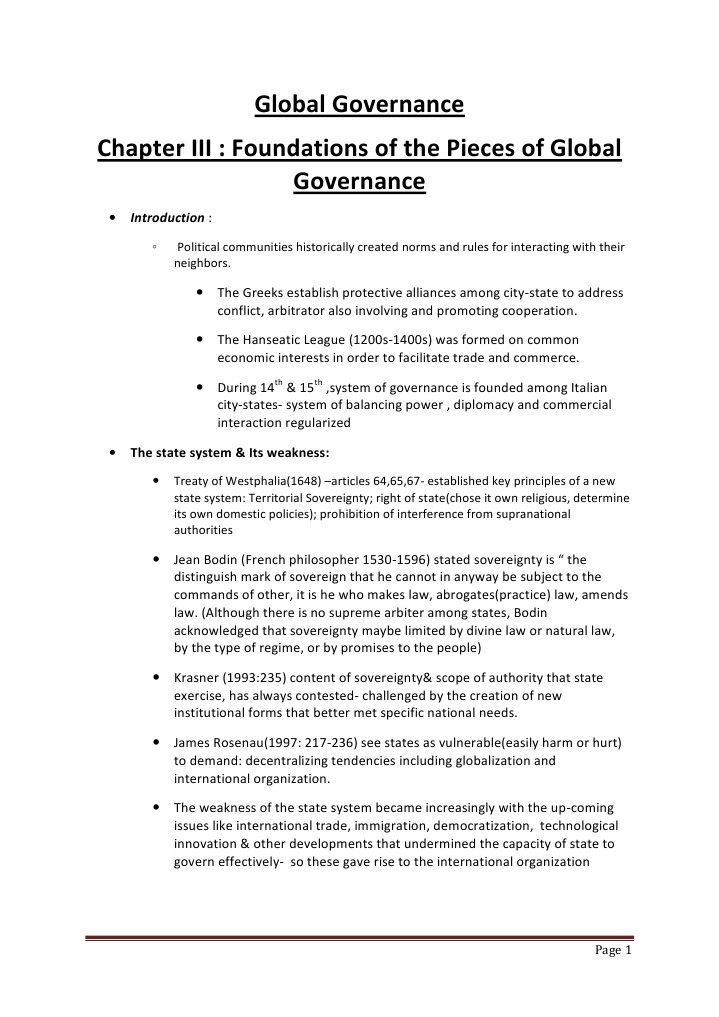 Global Governance (The Whole Summary) | PDF | United Nations ...