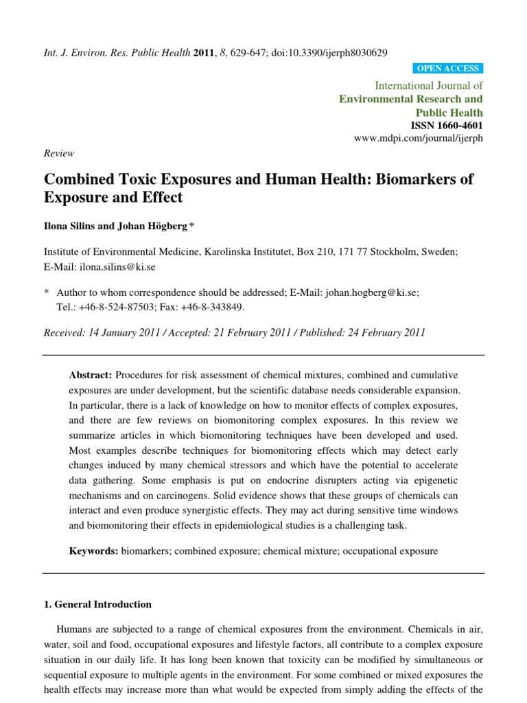 Combined Toxic Exposures and Human Health: Biomarkers of Exposure and ...
