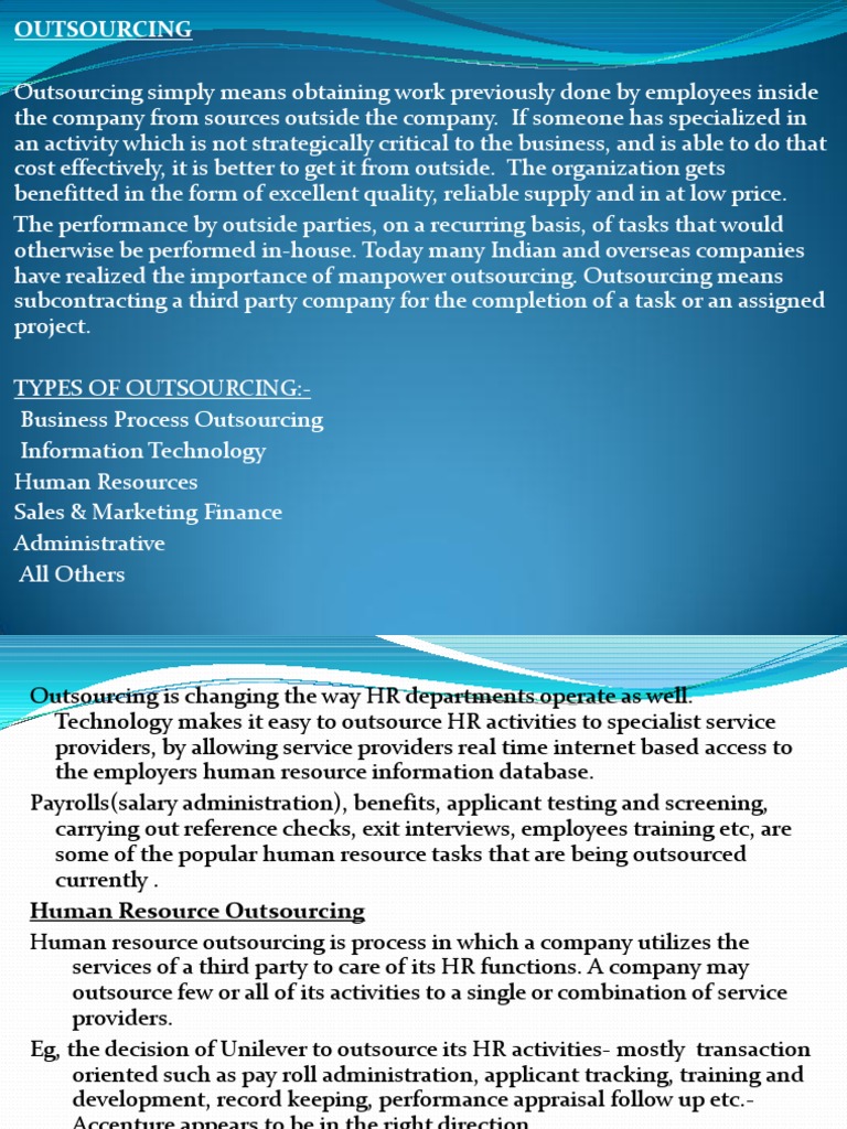 Outsourcing | PDF | Outsourcing | Request For Proposal
