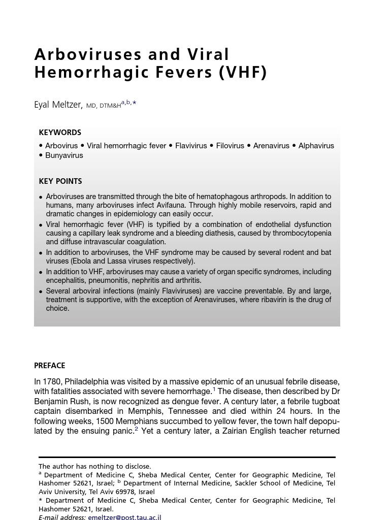 Arbovirusesandviral Hemorrhagicfevers (VHF) : Eyal Meltzer | PDF ...