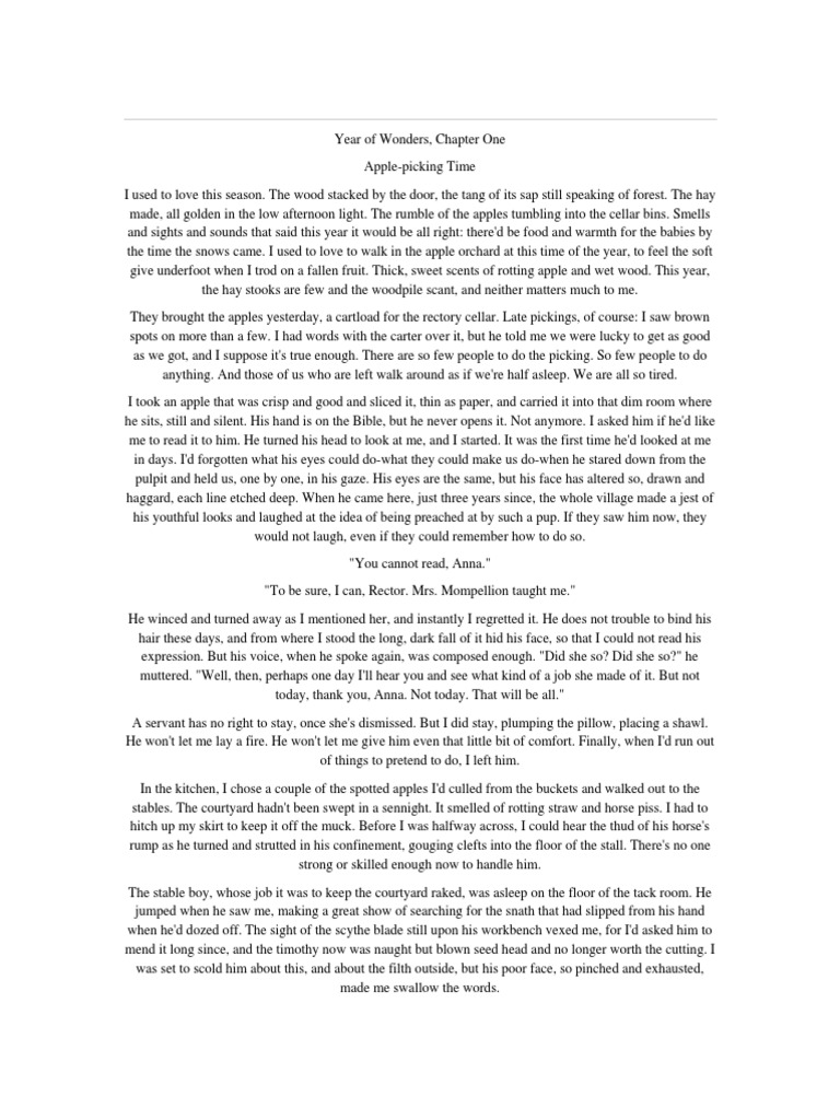 Excerpt: "Year of Wonders" by Geraldine Brooks | PDF | Nature