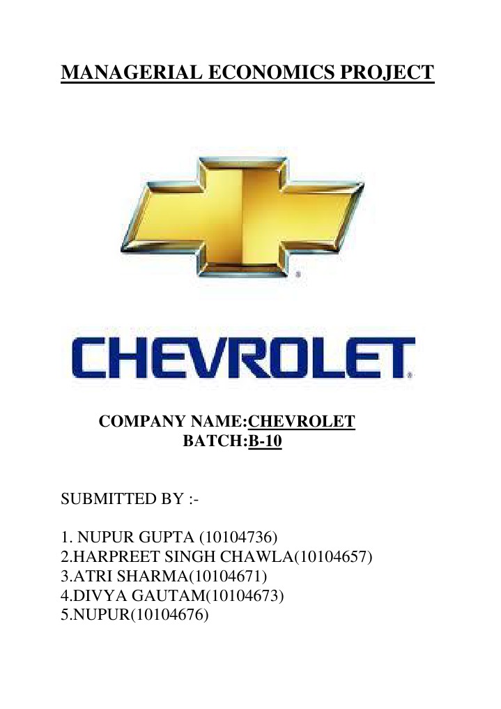 Managerial Economics Project: Chevrolet | PDF | Forecasting | Time Series