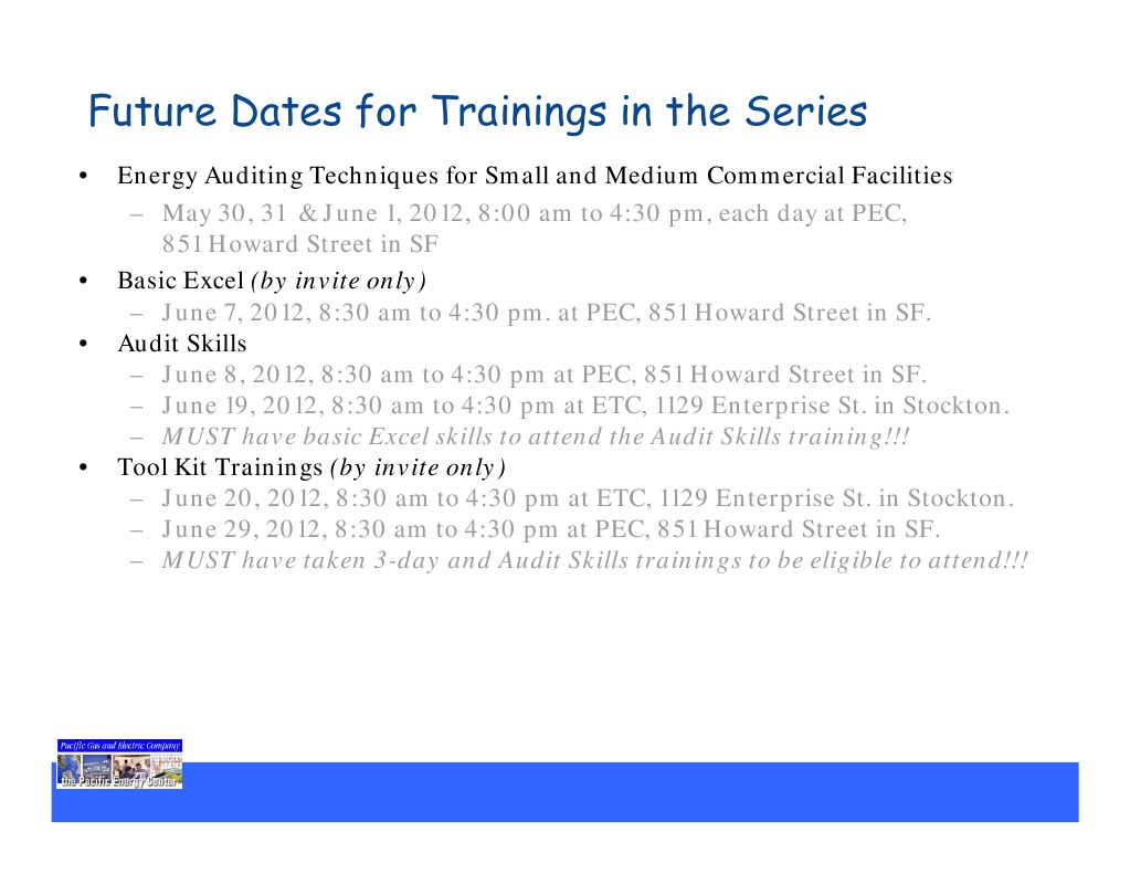 Trainings in The PG& E Series | PDF