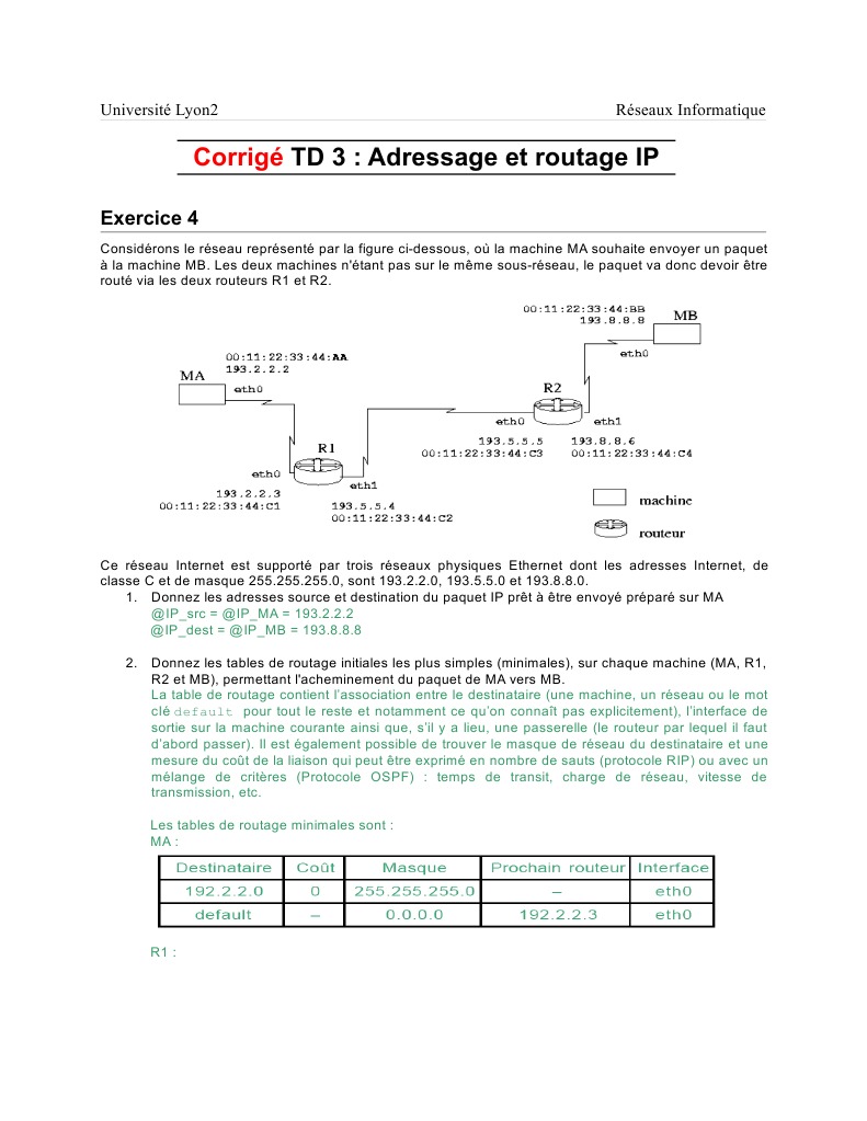 TD3 Corr | PDF | Routage | Réseau informatique