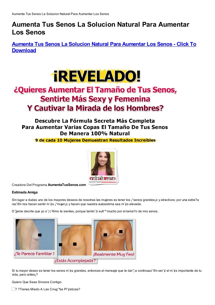 Aumenta Tus Senos La Solucion Natural para Aumentar Los Senos | PDF