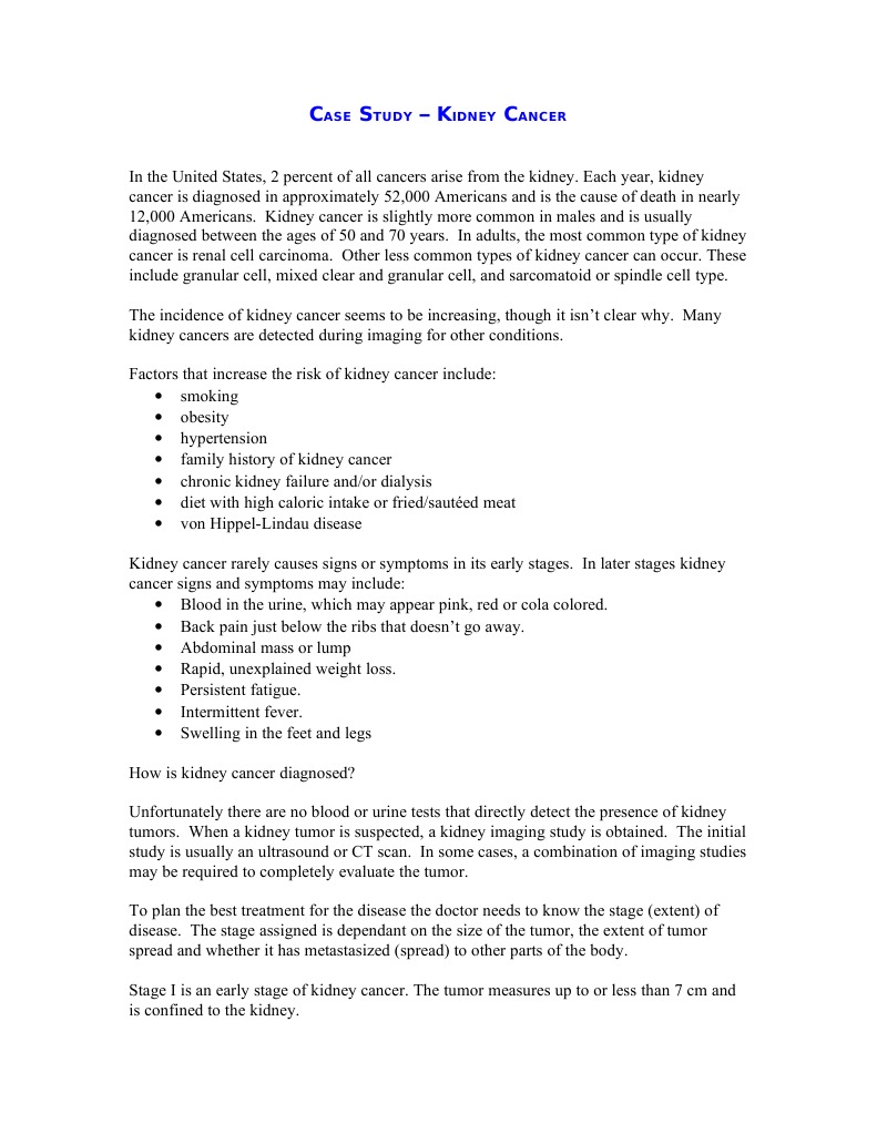 Kidney Cancer Case Study Final | PDF | Cancer | Kidney