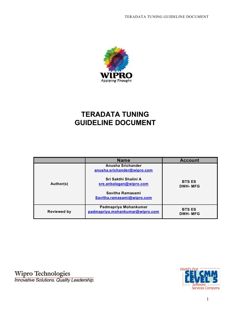 Basic Teradata Query Optimization Tips | PDF | Database Index | Program ...