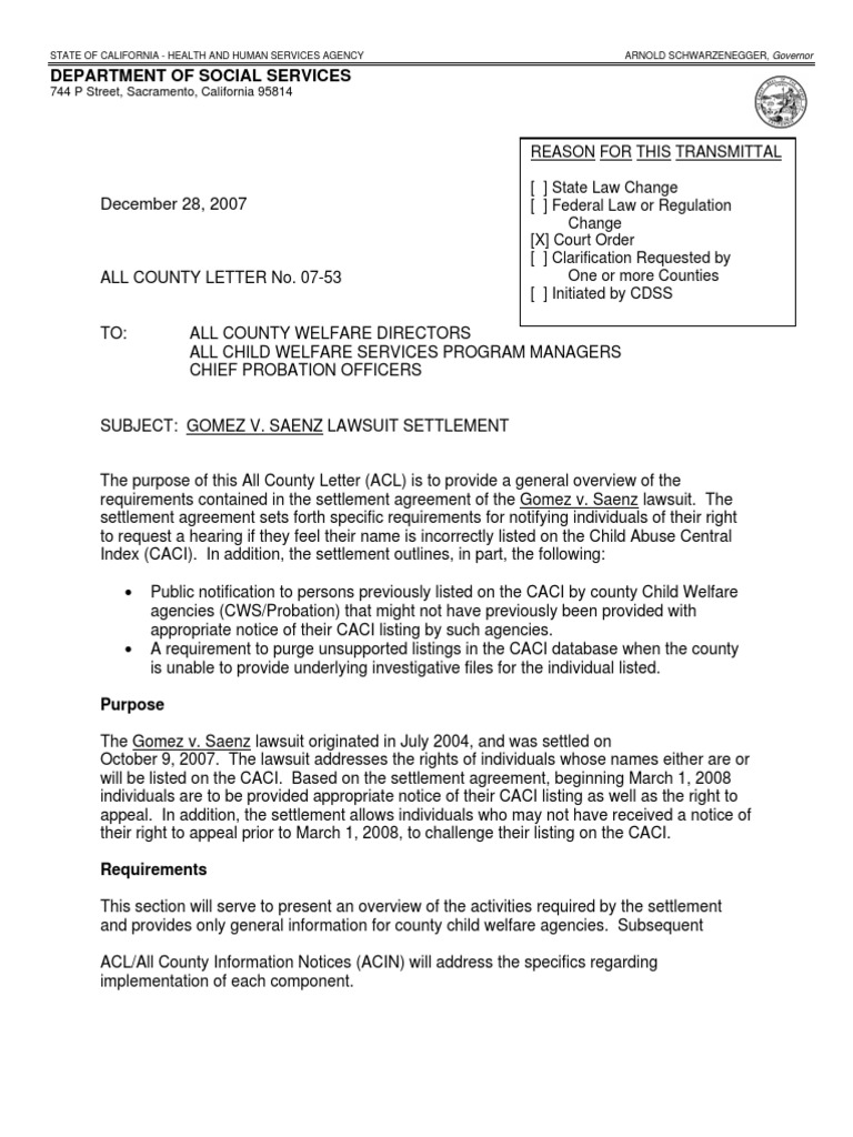 CACI Settlement Guidelines | PDF | Child Protective Services | Lawsuit