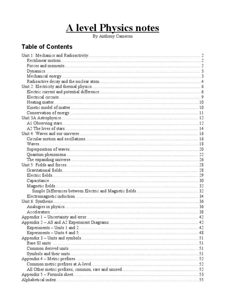 A2 and AS Level Physics Notes | PDF