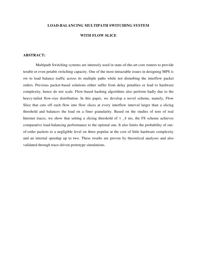 Load Balancing Multipath Switching System With Flow Slice Pdf Load Balancing Computing