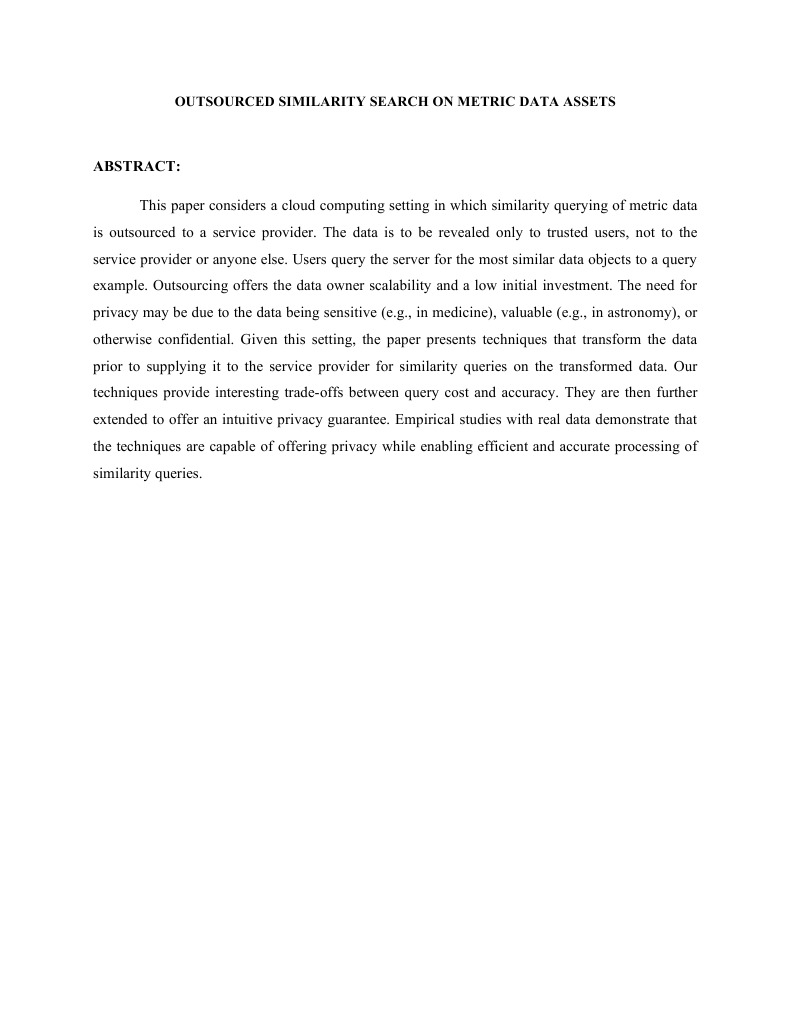 Outsourced Similarity Search On Metric Data Assets | PDF | Information Retrieval | Encryption
