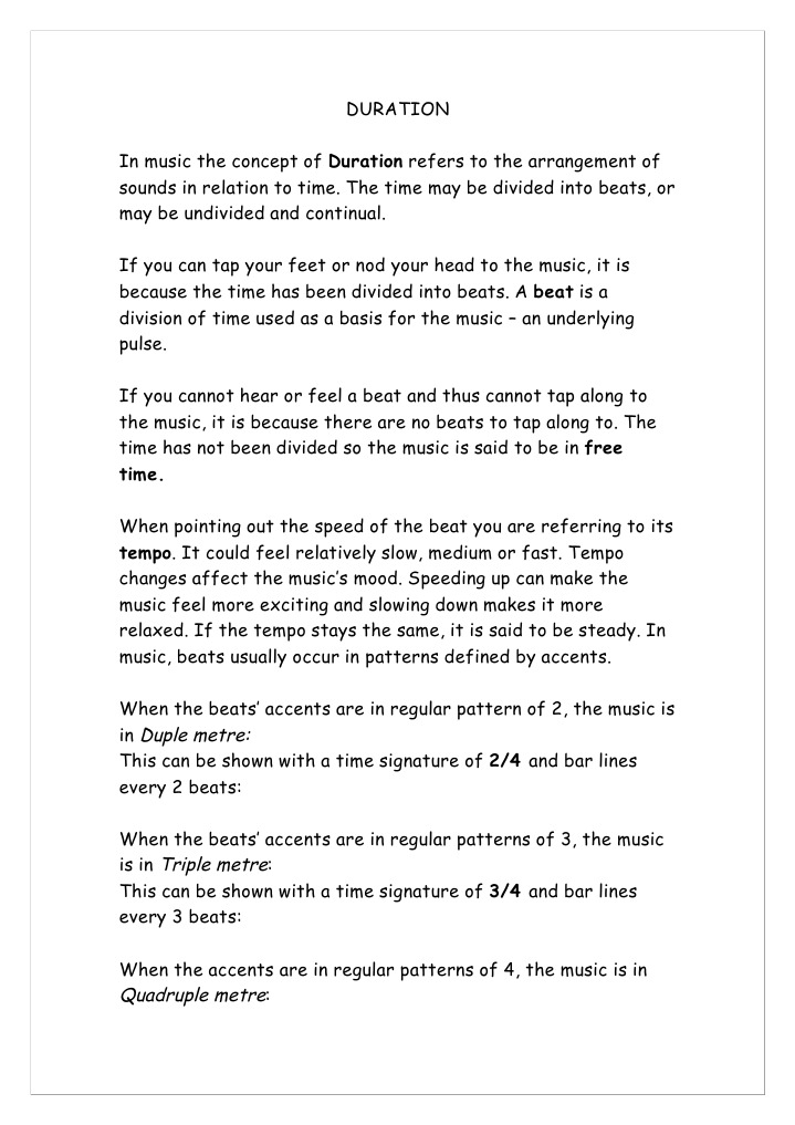 Duration | PDF | Rhythm | Sound