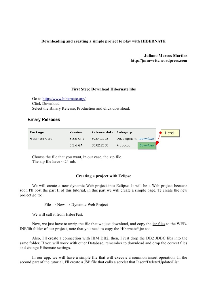 Downloading and Creating A Simple Project To Play With HIBERNATE | PDF ...