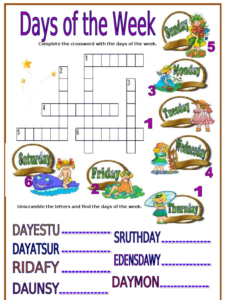 Days of The Week Exercises | PDF