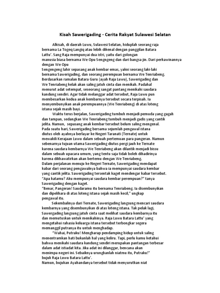 Legenda Sawerigading dari Luwu | PDF