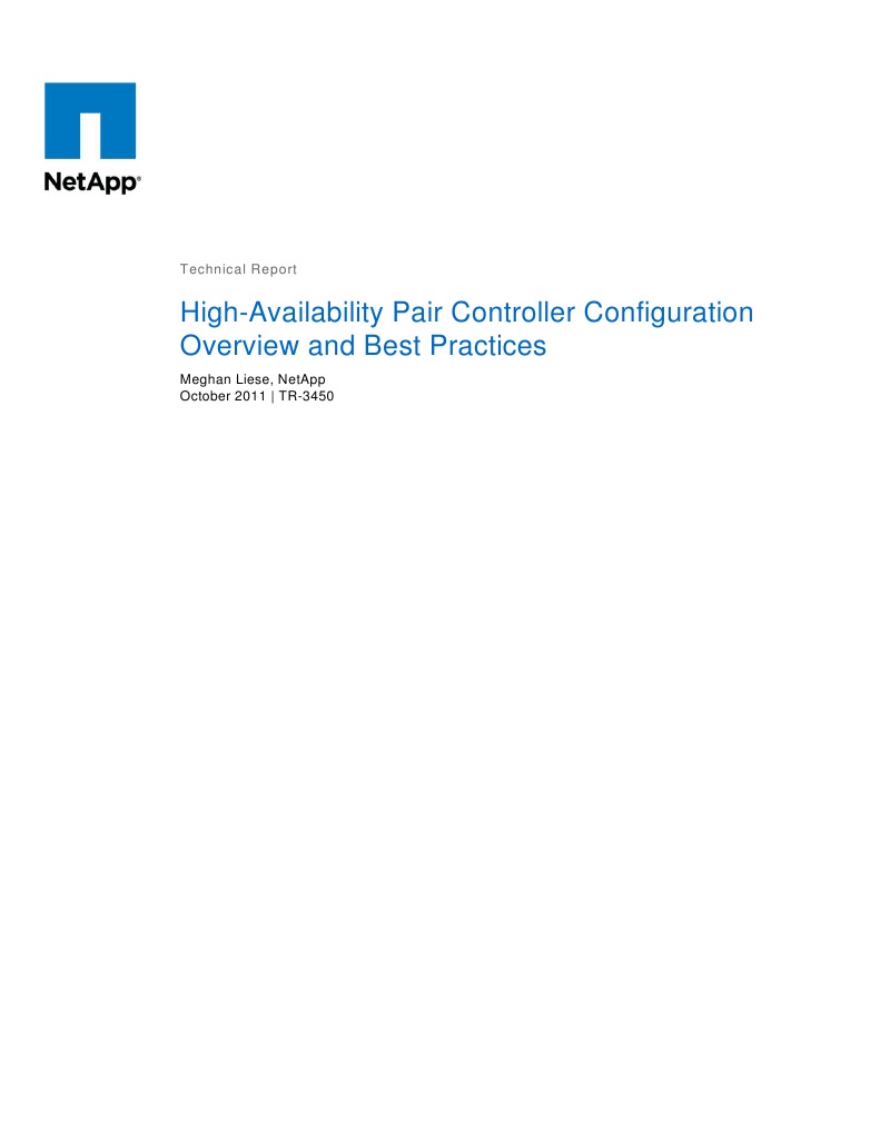 High-Availability Pair Controller Configuration Overview and Best Practices | PDF
