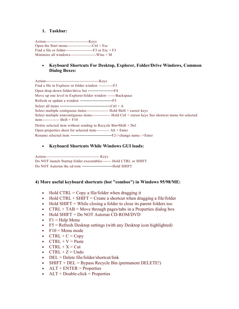 Shortcuts | PDF | File Shortcut | Control Key