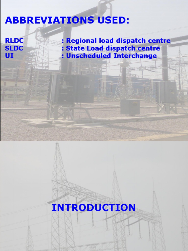 Abbreviations Used:: RLDC: Regional Load Dispatch Centre SLDC: State ...