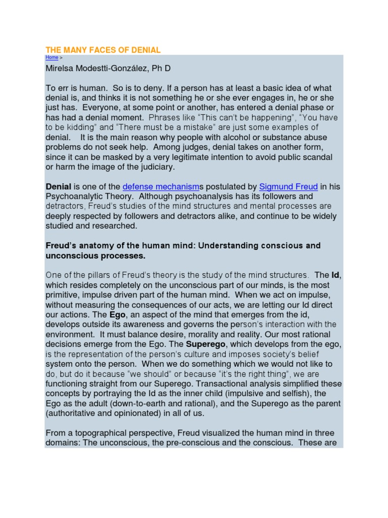 The Many Faces of Denial | PDF | Denial | Twelve Step Program