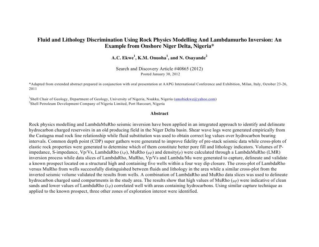 Lambda Rho - Mu Rho | PDF | Reflection Seismology | Petroleum Reservoir