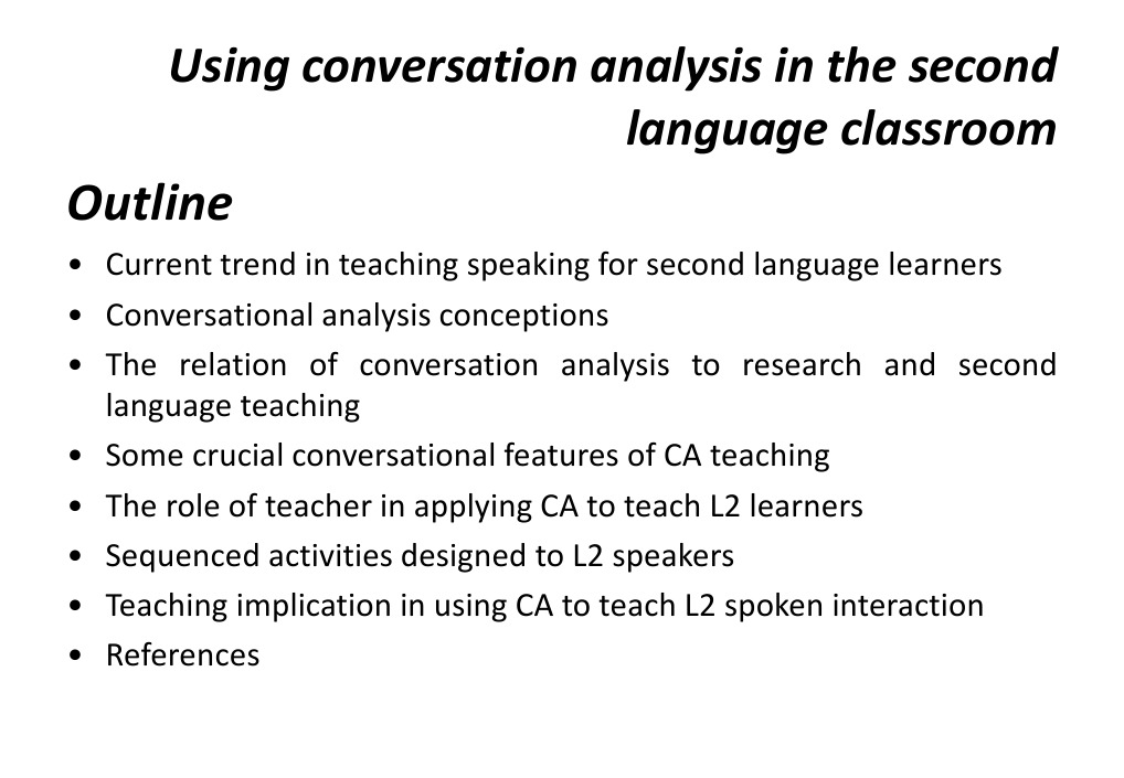 Using Conversation Analysis in The Second Language Classroom | PDF | Second Language | Language ...