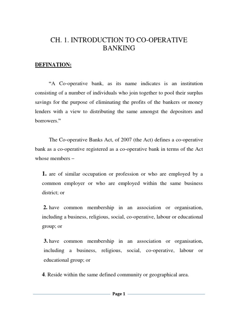 Co Operative Banking Project | PDF | Cooperative | Banks