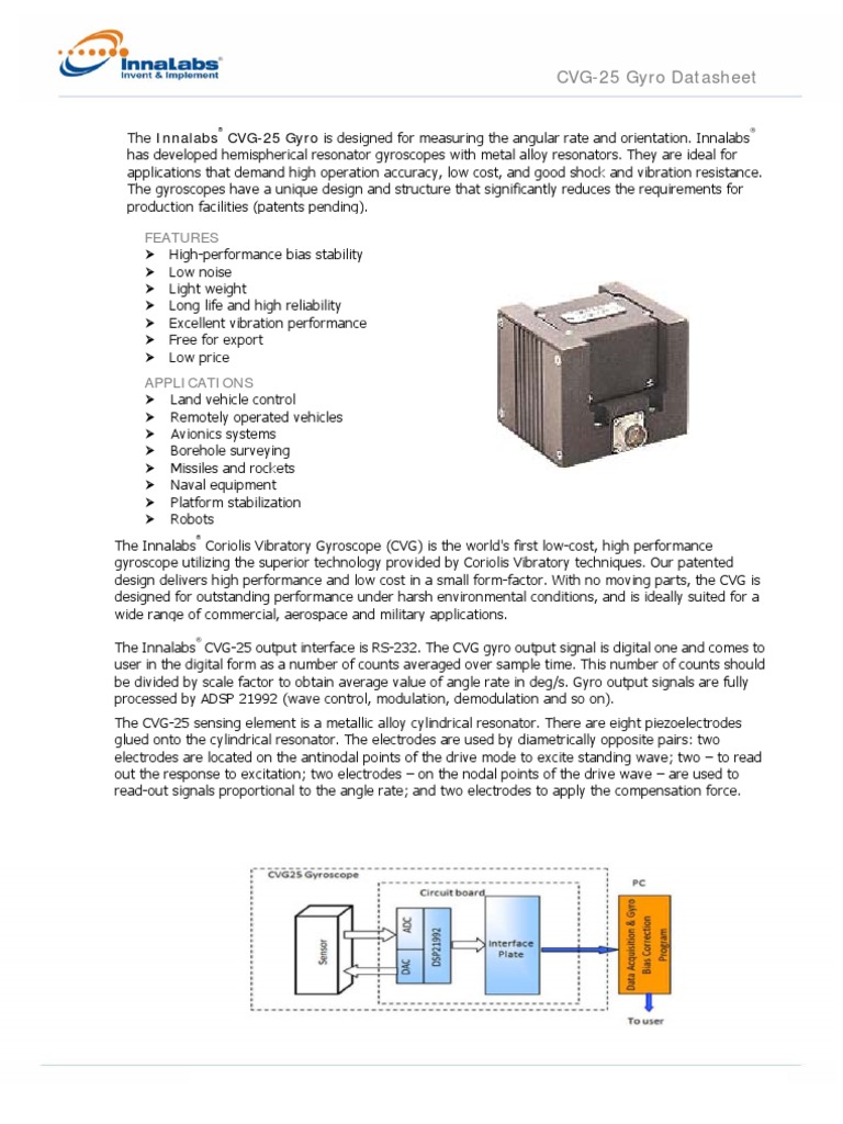 CVG-25 Gyro Datasheet | PDF | Gyroscope | Electrical Engineering