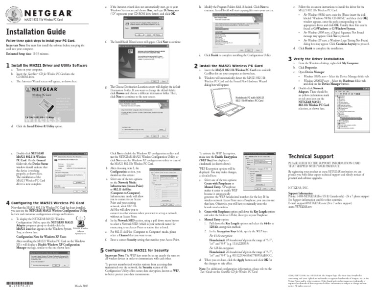 Netgear MA521 InstallGuide | PDF | Microsoft Windows | Personal Computers