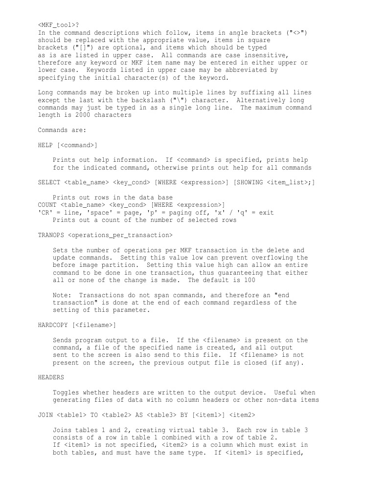 MKF Tool Help | PDF | Table (Database) | String (Computer Science)