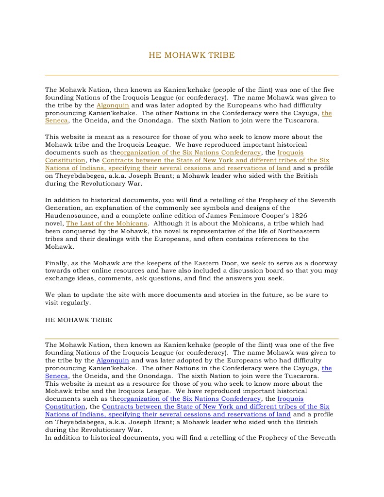 He Mohawk Tribe | PDF | Iroquois | Clothing