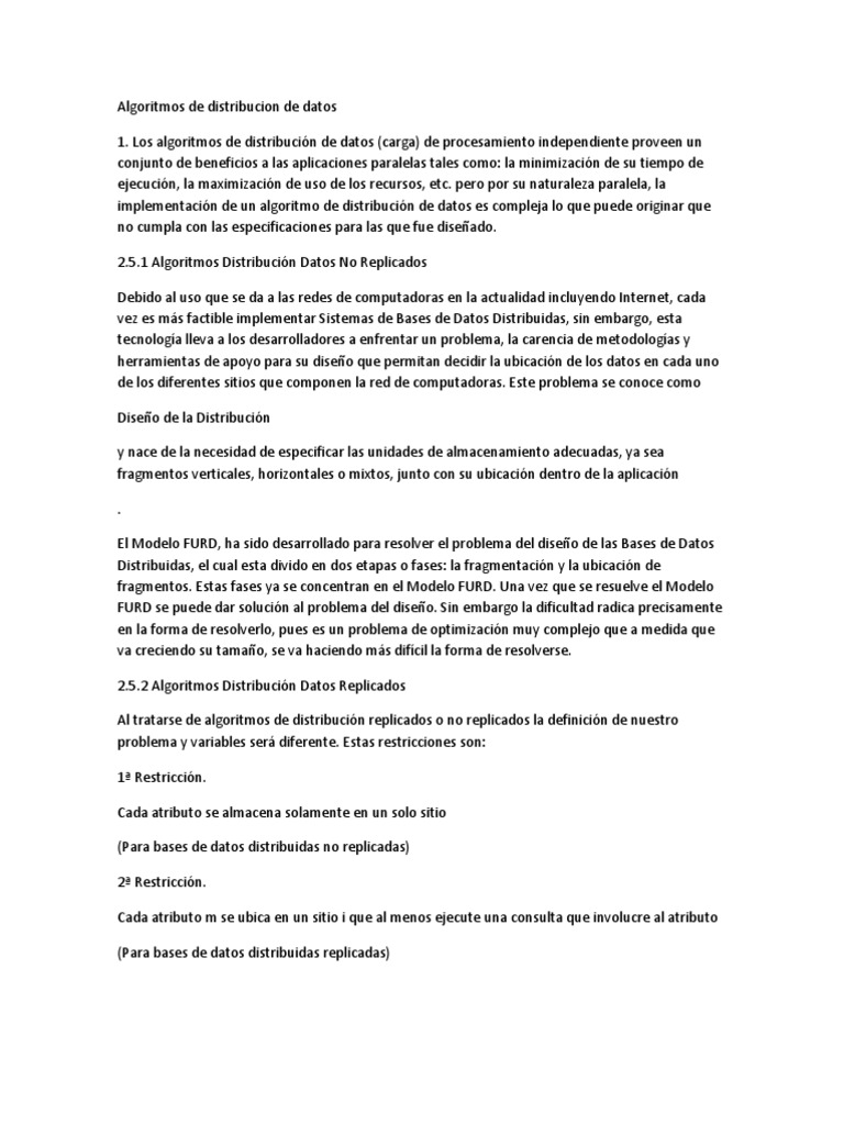Algoritmos de Distribucion de Datos | PDF | Servidor SQL de Microsoft | Bases de datos