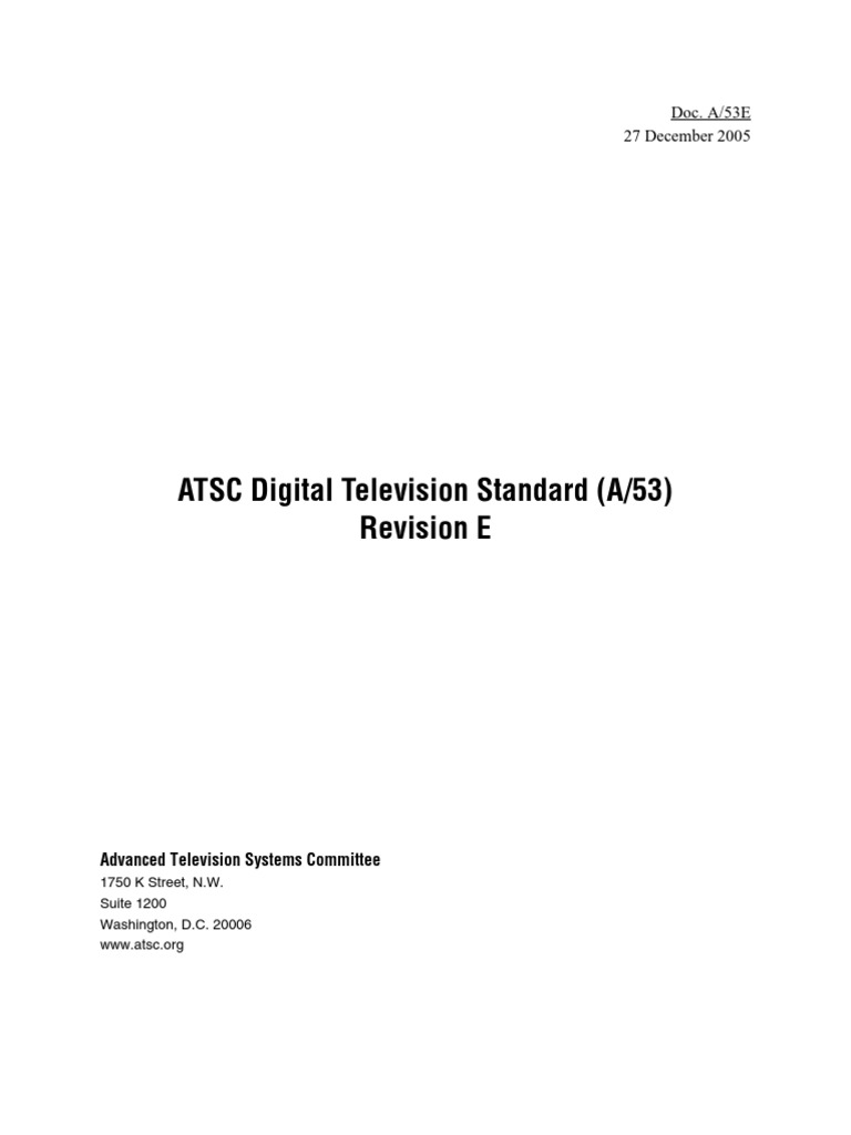 ATSC Digital Television Standard (A/53) Revision E | PDF | Network ...