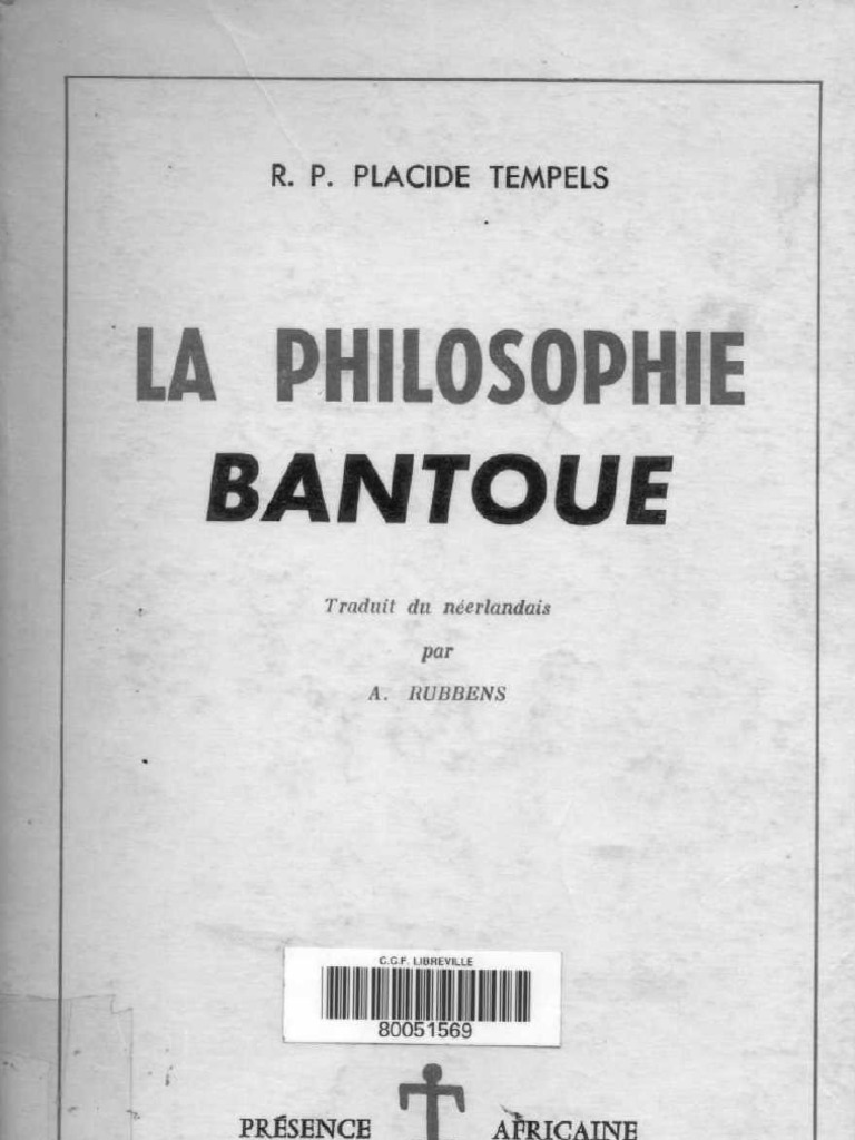 La Philosophie Bantoue - Placide Tempels -1965
