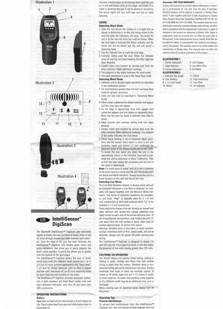 Stanley Intellisensor Digiscan Instructions | PDF