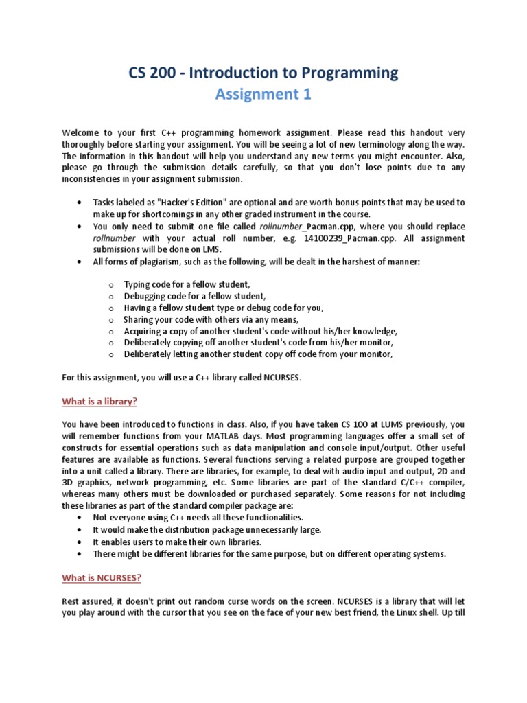 CS200 - Assignment1 | PDF | Shell (Computing) | Computer Keyboard