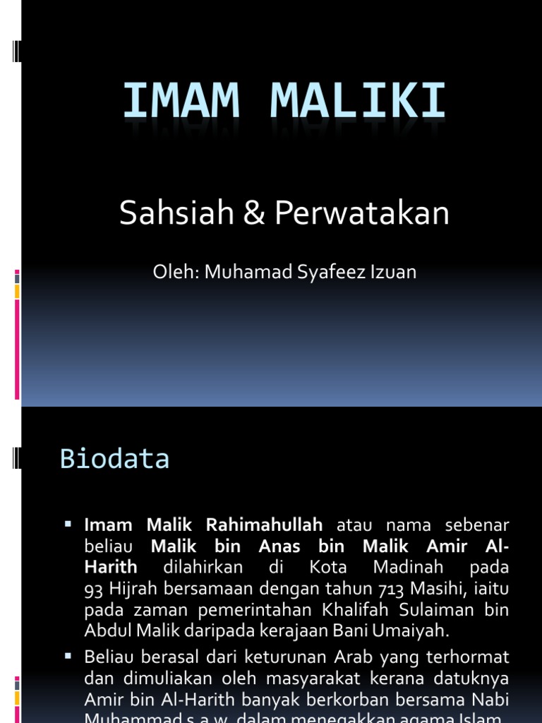 Imam Maliki | PDF | Agama & Spiritualitas | Klasik