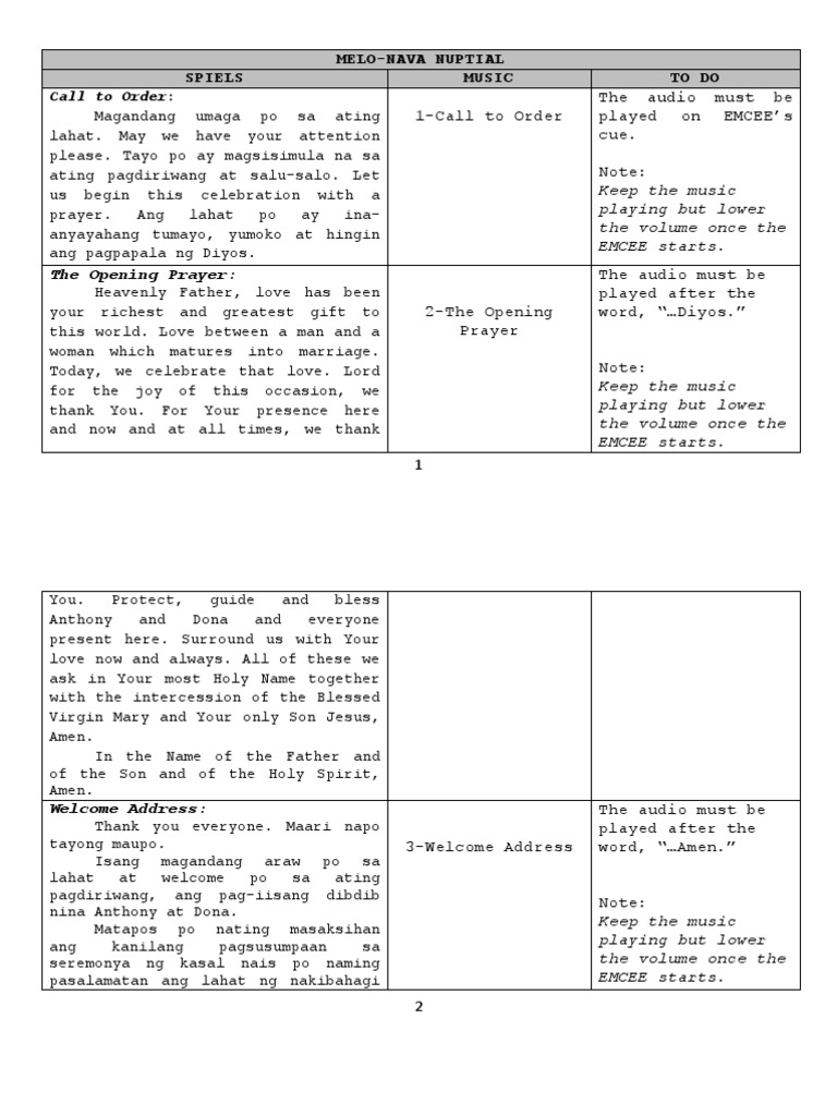 Script Melo-Nava Reception | PDF