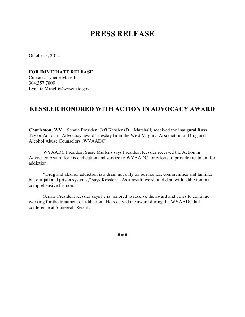 Kessler Honored With Advocacy Award | PDF