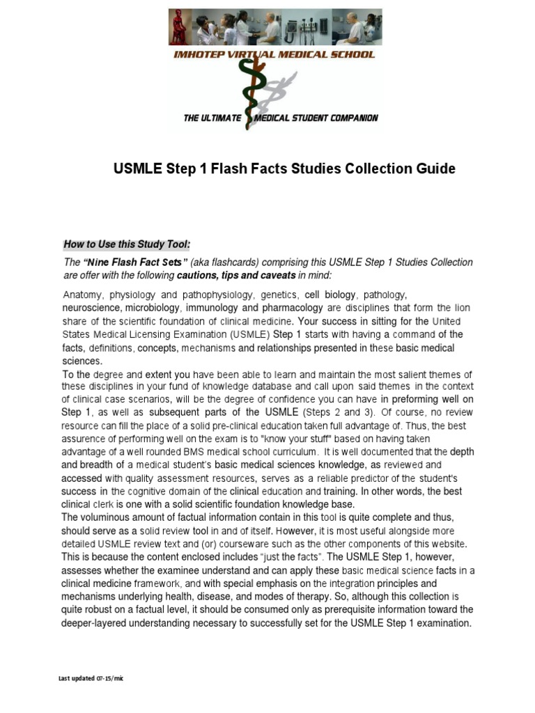 IVMS USMLE Step 1 Flash Facts Studies Collection Guide | PDF | United ...