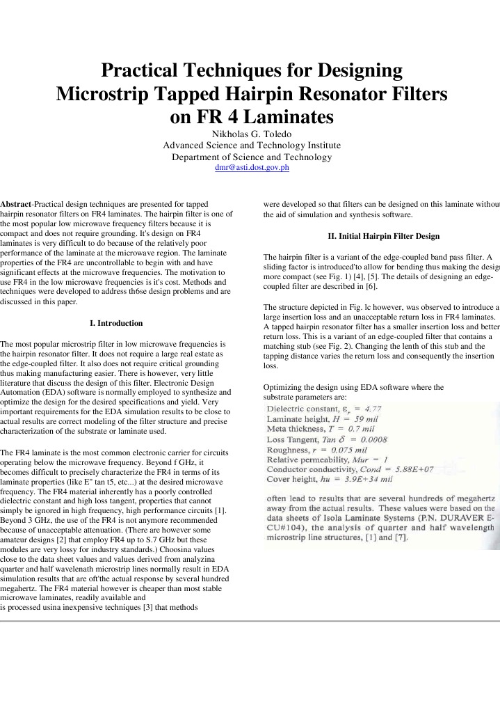 Practical Techniques For Designing Microstrip Filters On FR4 | PDF ...