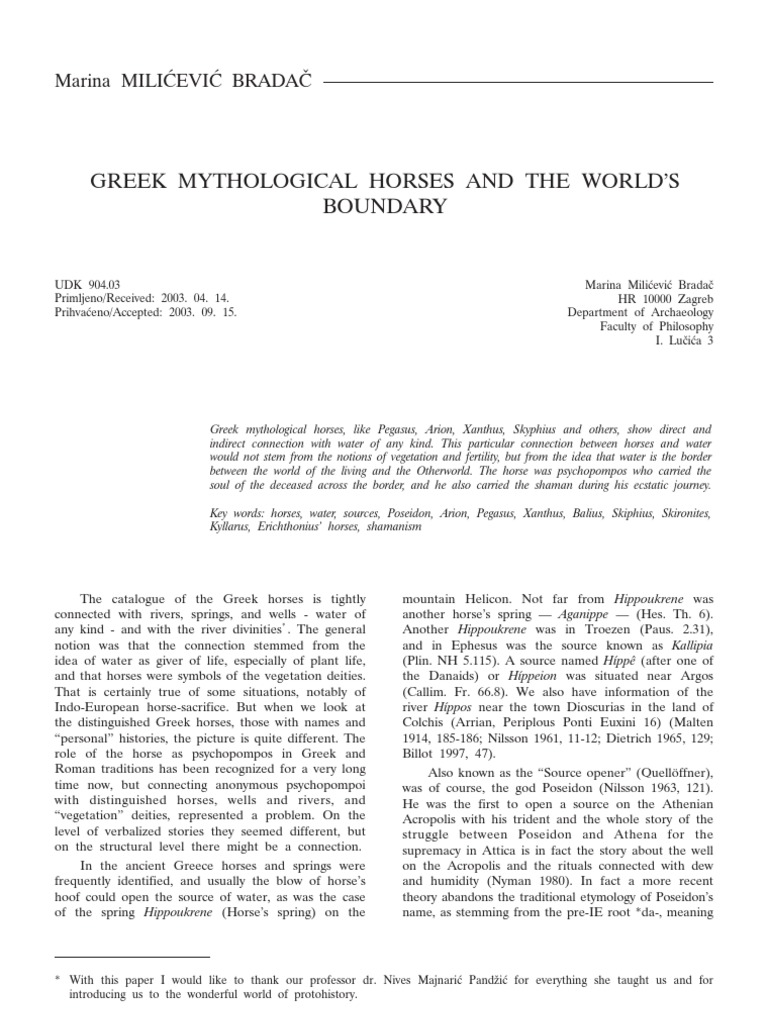 BRADAC, Marina Milicevic - Greek Mythological Horses and The World's ...