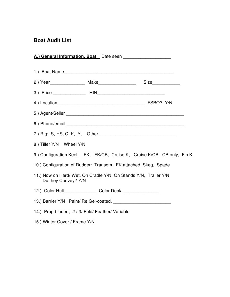 Boat Audit | PDF | Ships | Water Sports