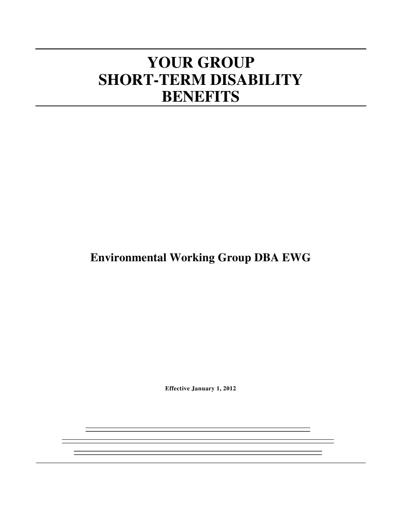 Your Group Short-Term Disability Benefits: Environmental Working Group ...