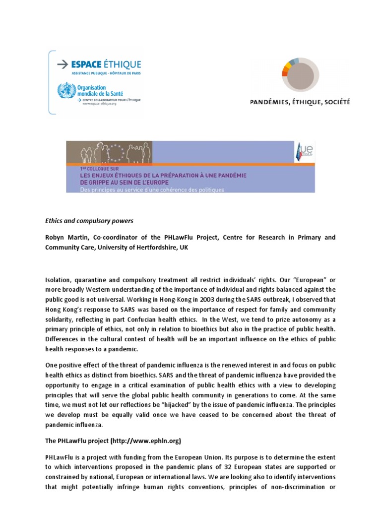 Ethics and Compulsory Powers | PDF | Quarantine | Rights