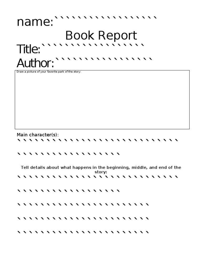 1st Grade Book Report | PDF